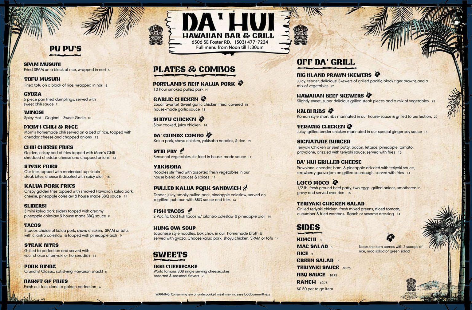 Dahui Home Page (temp) - Da'Hui Bar & Grill